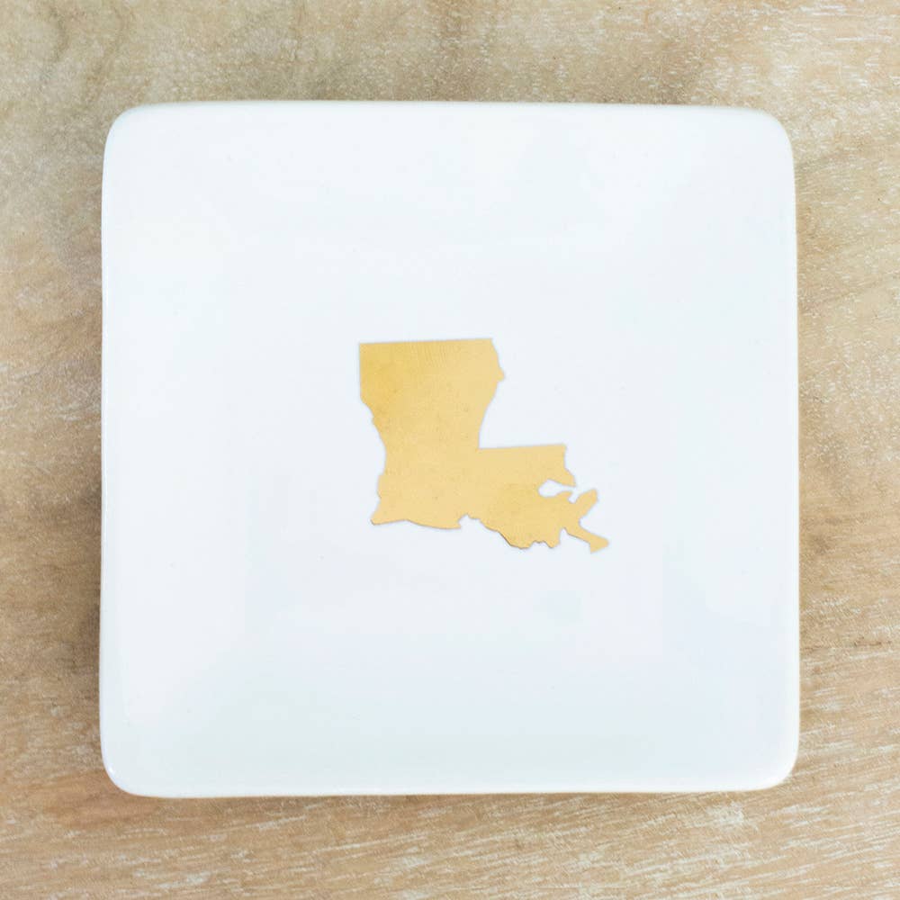 Louisiana Trinket Dish White/Gold 4x4 – Brick and Row